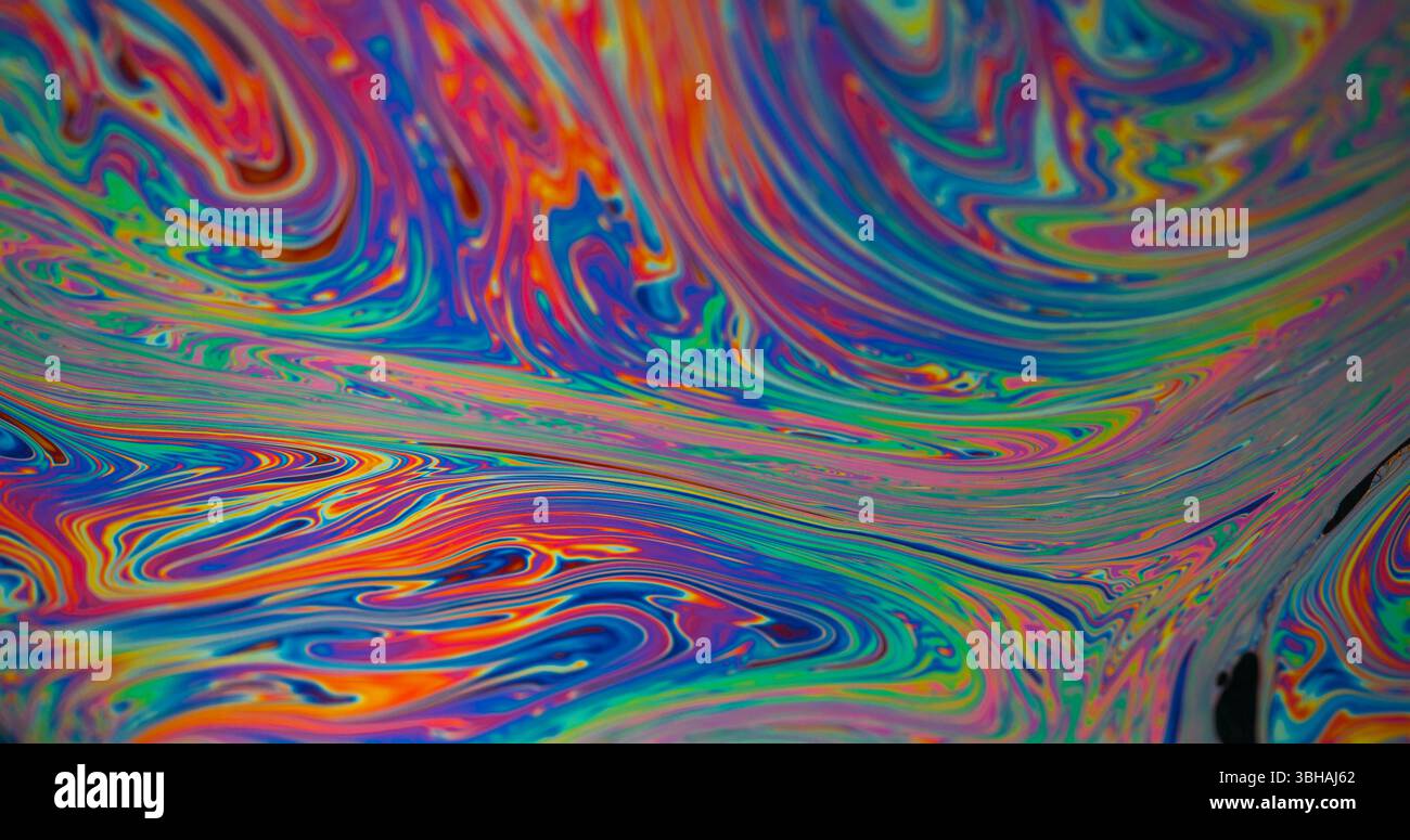 Ink mix. Oil fluid. Defocused red purple color round bubble liquid ...