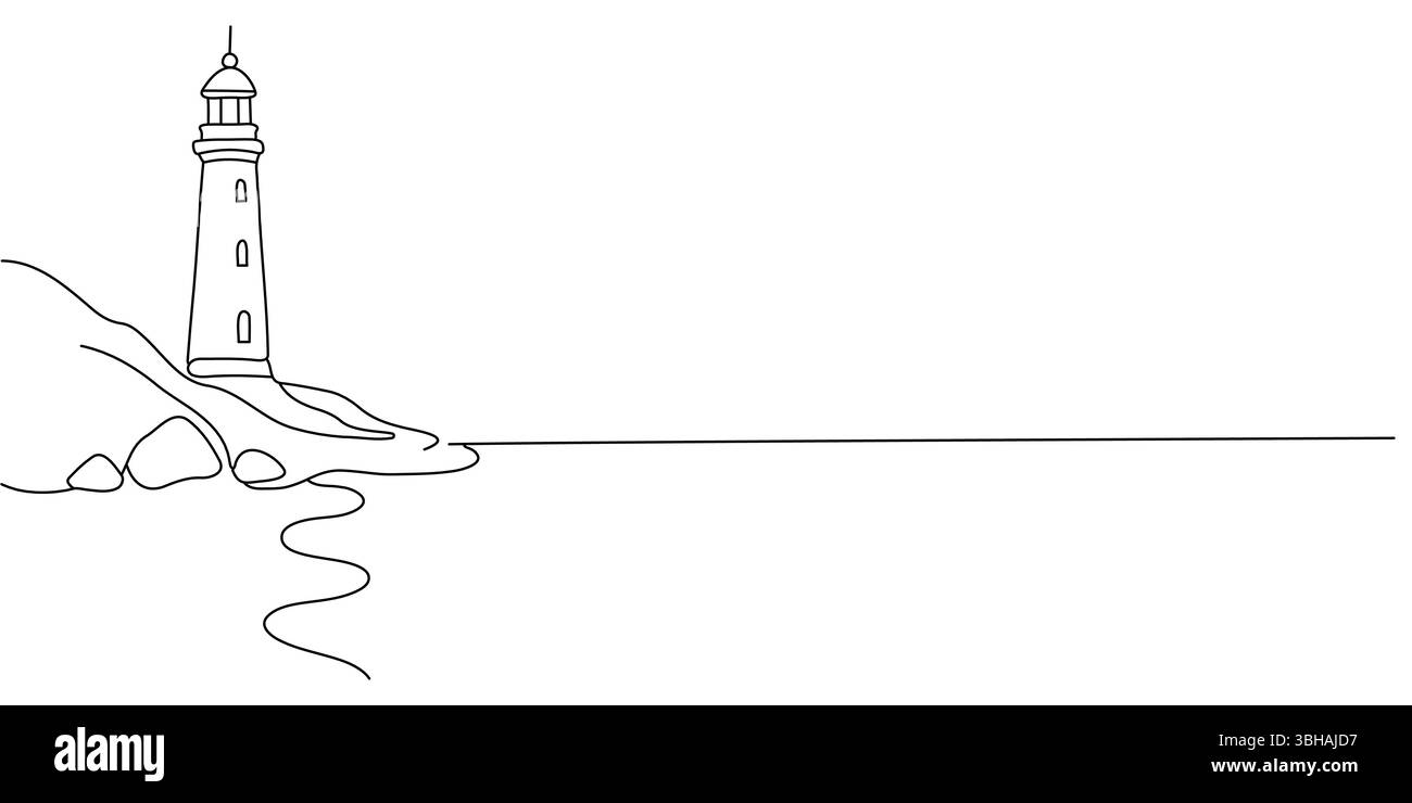 Continuous one line drawing of lighthouse tower. Simple illustration of ...