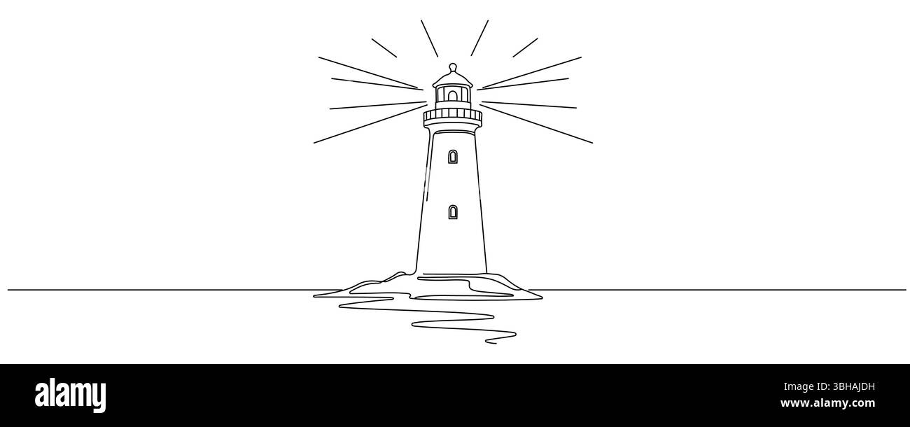 Continuous one line drawing of lighthouse tower. Simple illustration of ...