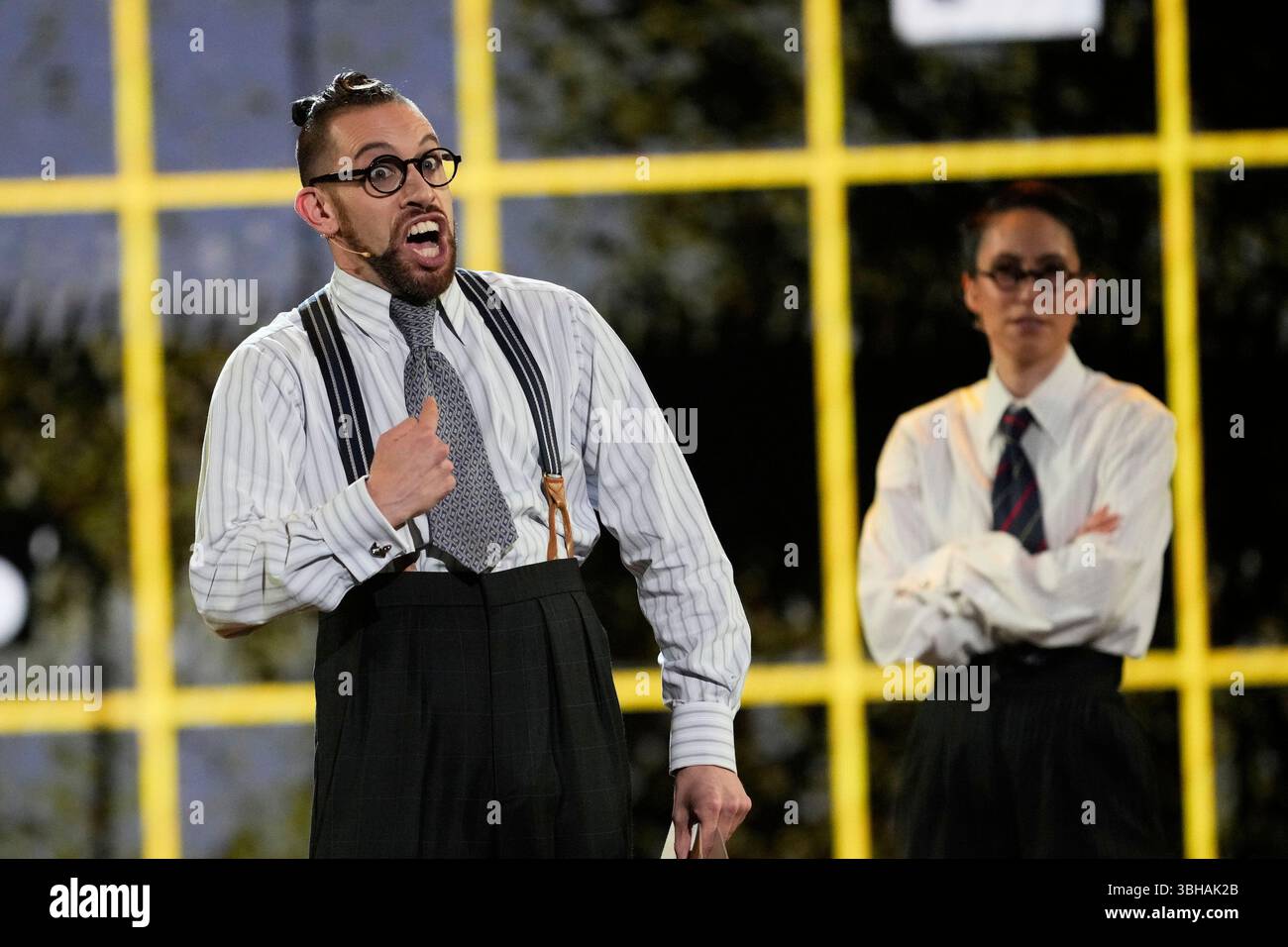 David Cumming, left, and Claire-Marie Hall perform "Born to Lead" from ...