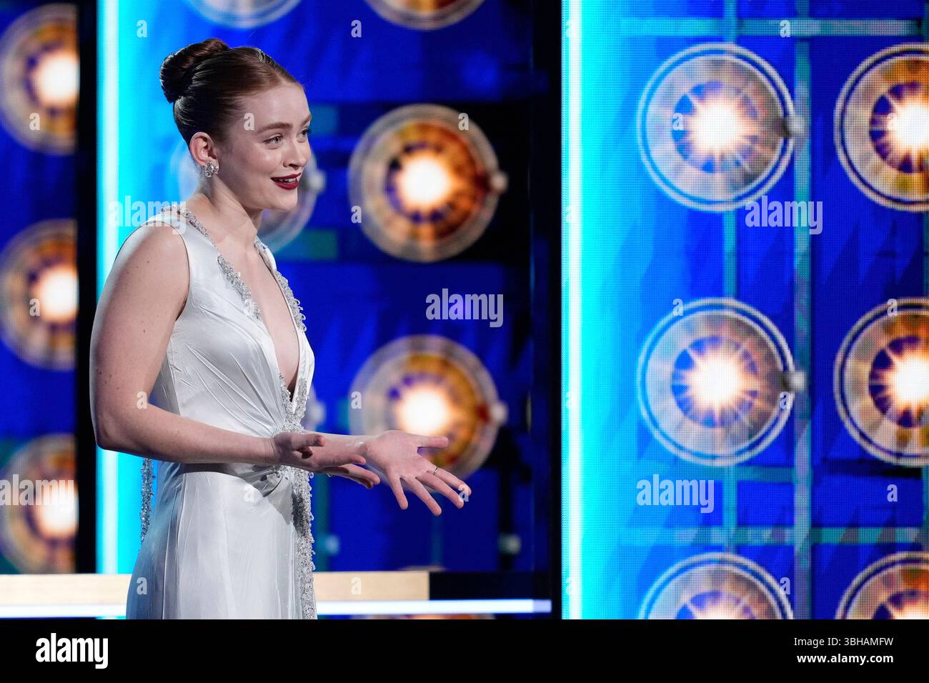 Sadie Sink speaks about the play "John Proctor Is the Villain" during ...