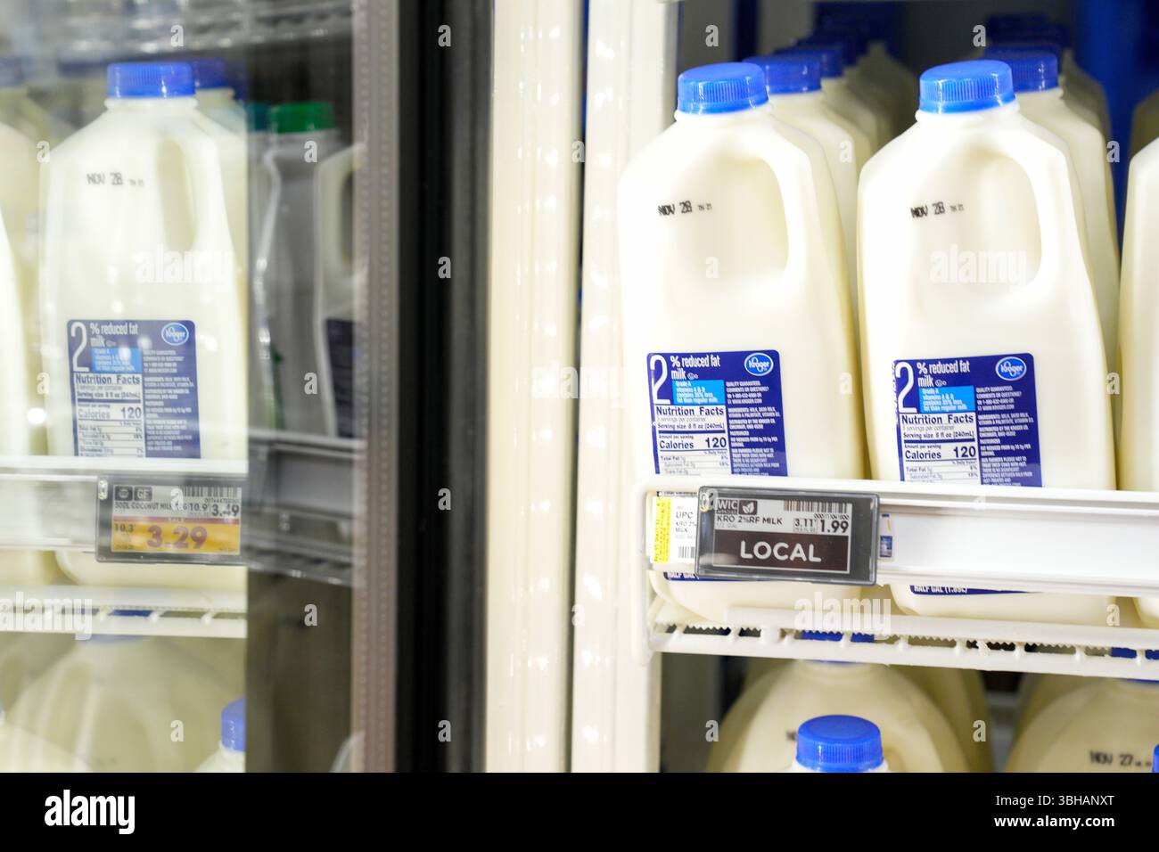 Electronic grocery labels are displayed at a Kroger grocery store, in ...