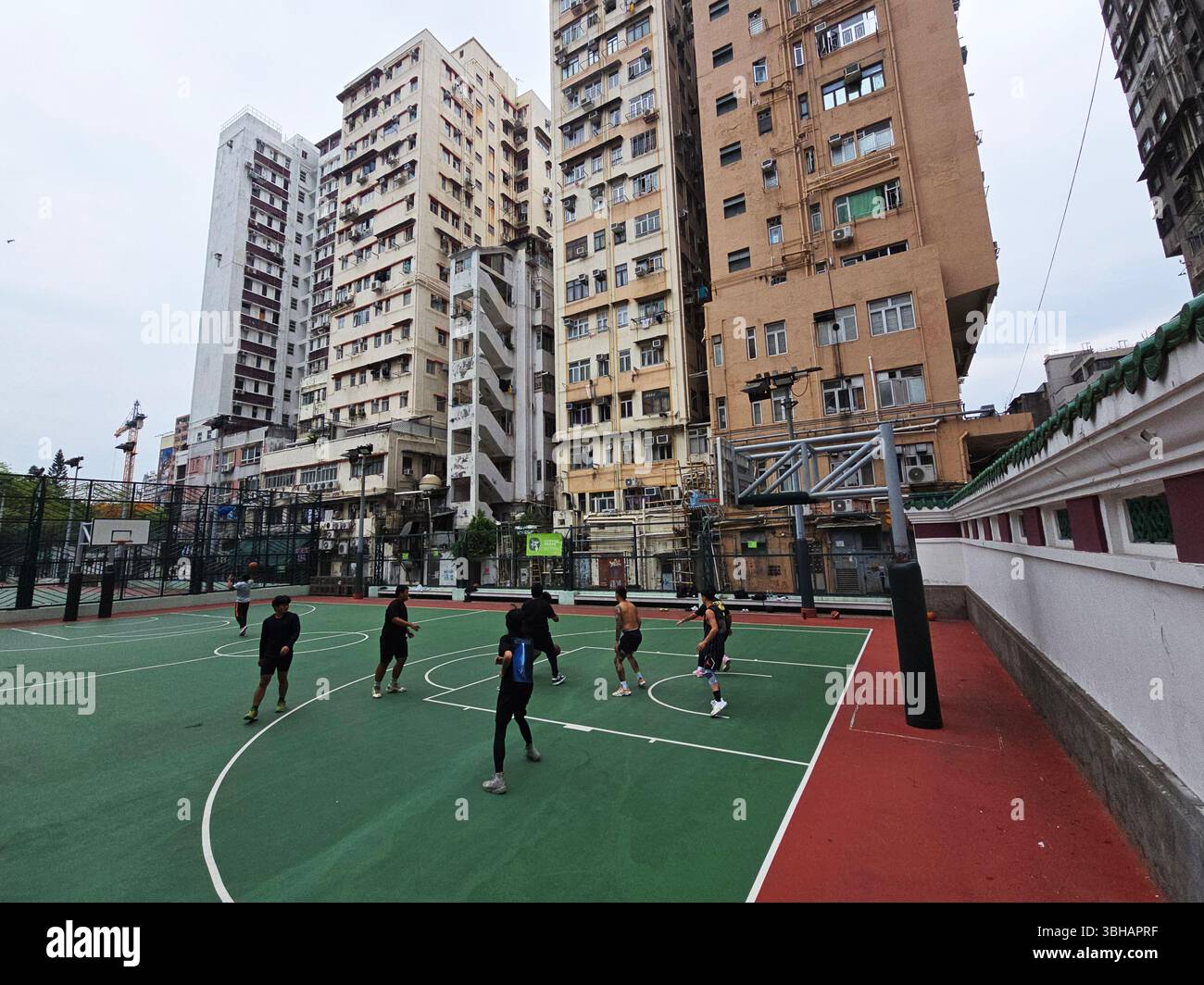 The basketball court at King George V memorial Park in Kowloon, Hong ...