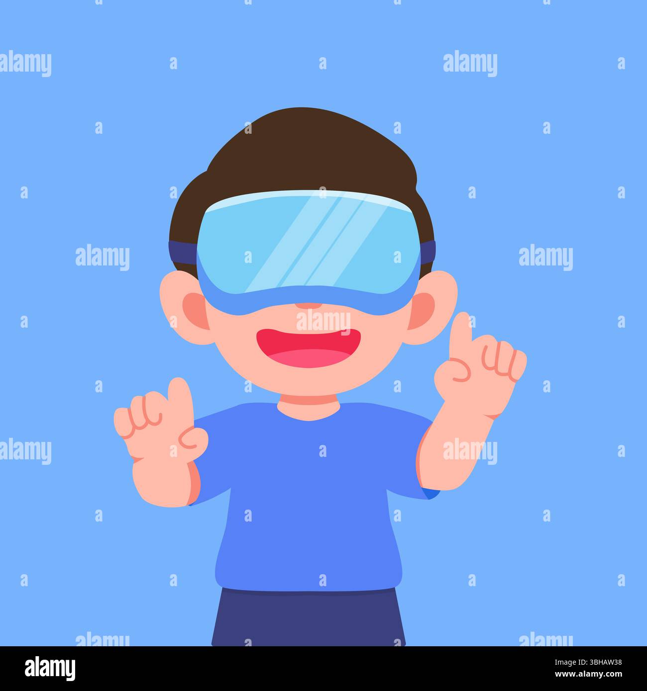 Cute Cartoon Boy Wearing Virtual Reality character design Stock Vector ...