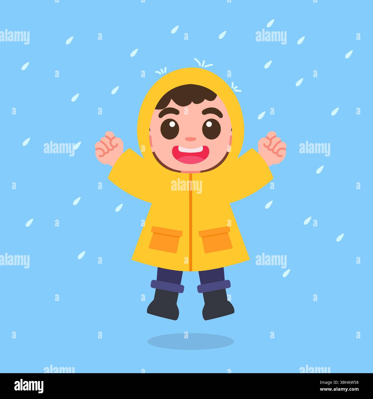 Carefree kid playing water puddle hi-res stock photography and images ...