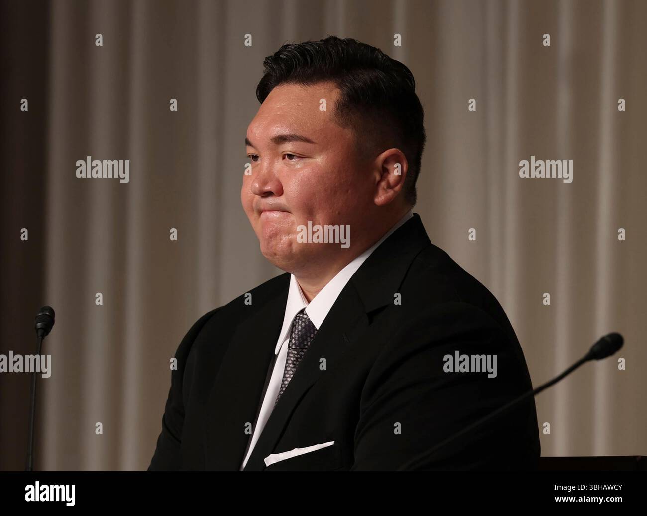 Former Mongolia Sumo wrestler Hakuho Sho attends a press conference in ...