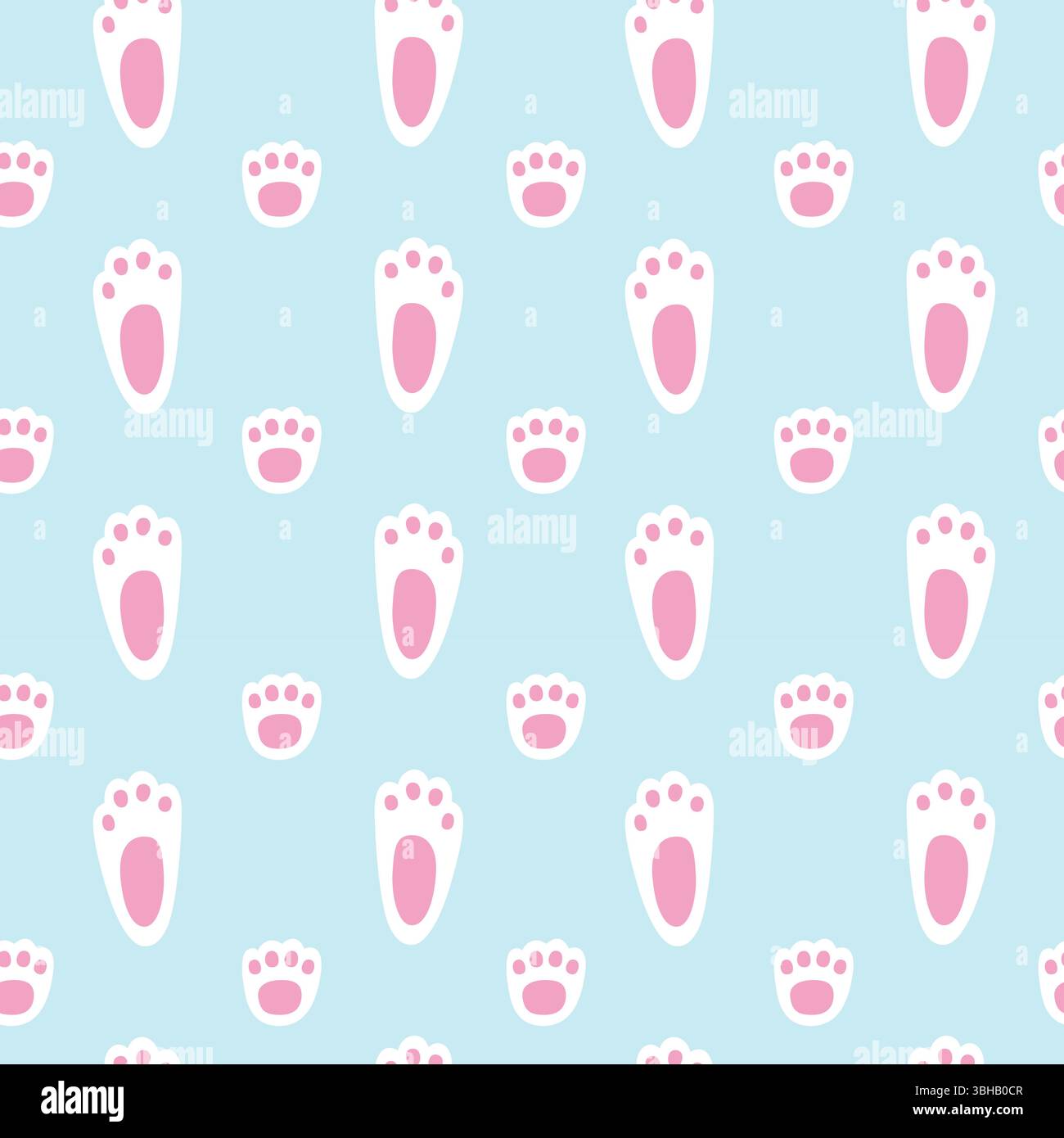Bunny footprint vector seamless pattern. Colorful rabbit foot step ...