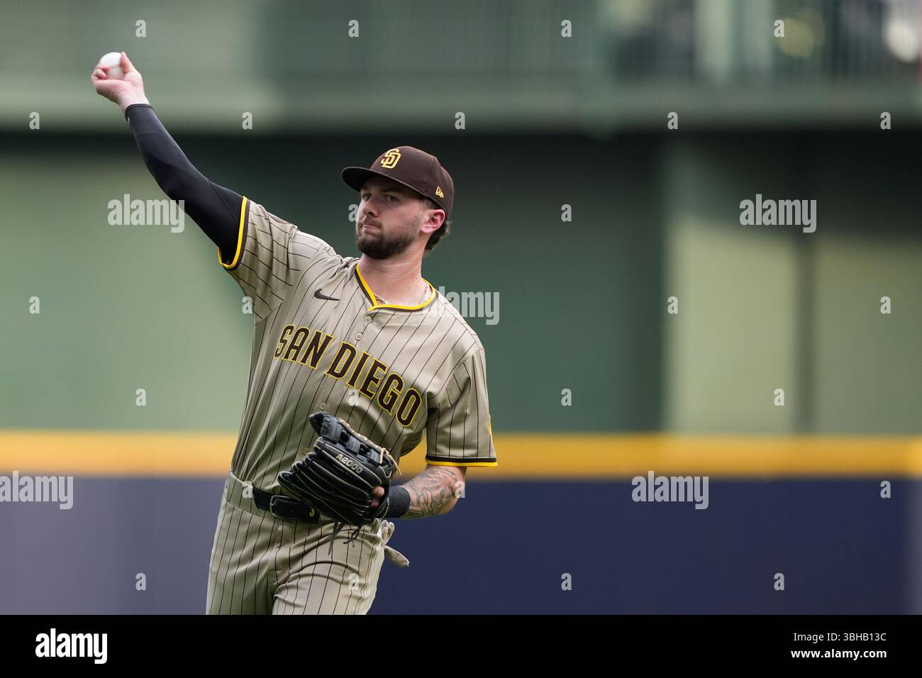 San Diego Padres' Jackson Merrill warms up before a baseball game ...