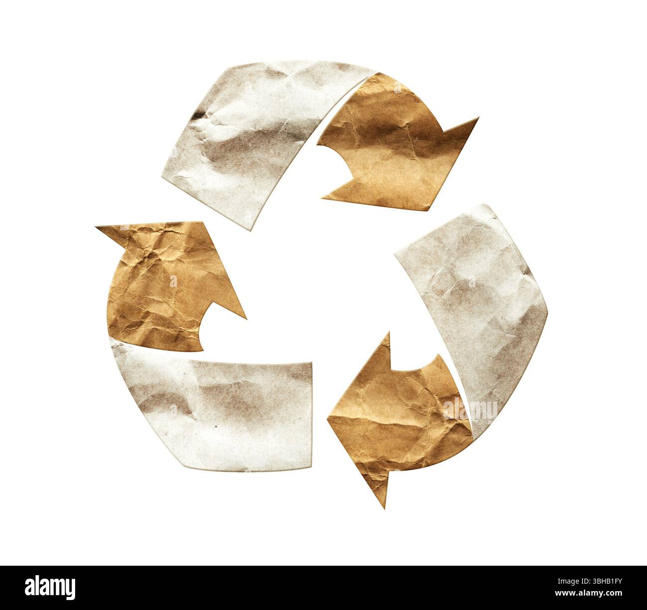 Arrows recycle symbol from crumpled paper. Sustainable development of ...