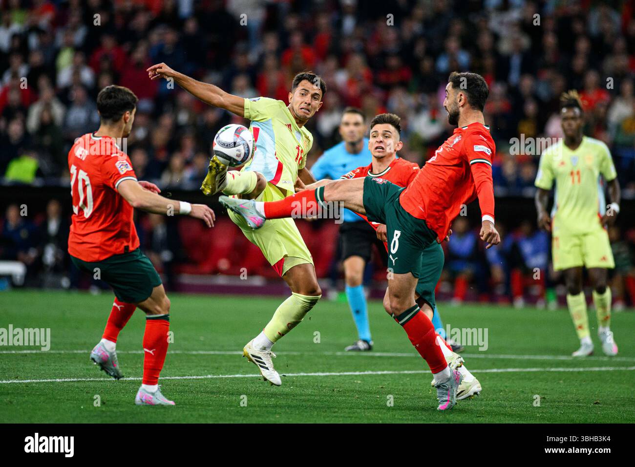 MUNICH, GERMANY - 8 JUNE, 2025: Martin Zubimendi, Pedro Neto, Bruno Fernandes, Francisco ...