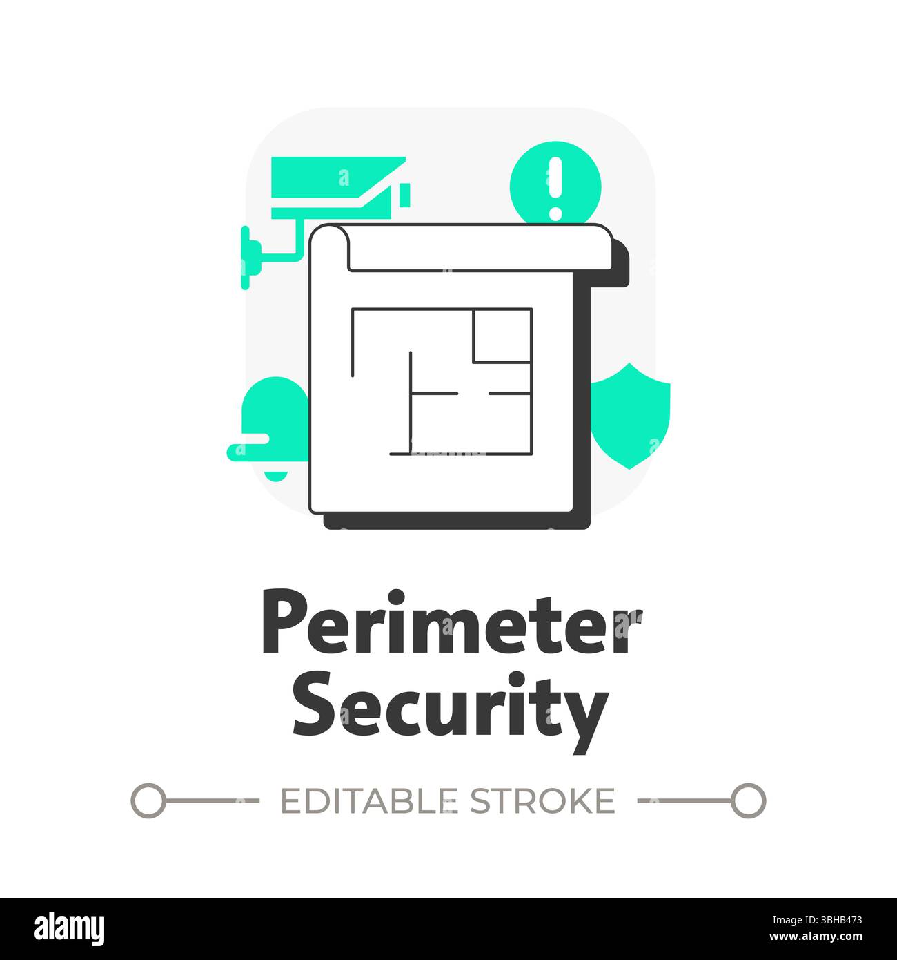 Perimeter security flat outline concept icon Stock Vector Image & Art ...