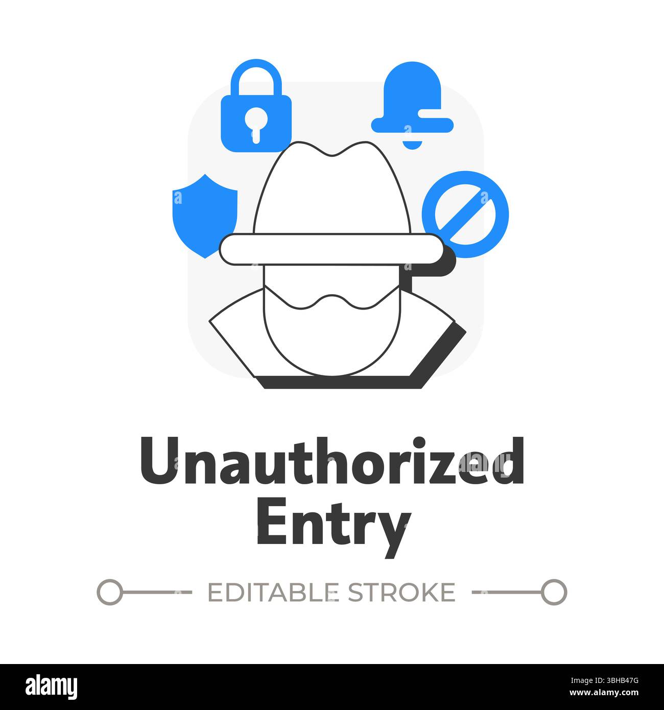 Unauthorized entry flat outline concept icon Stock Vector Image & Art ...
