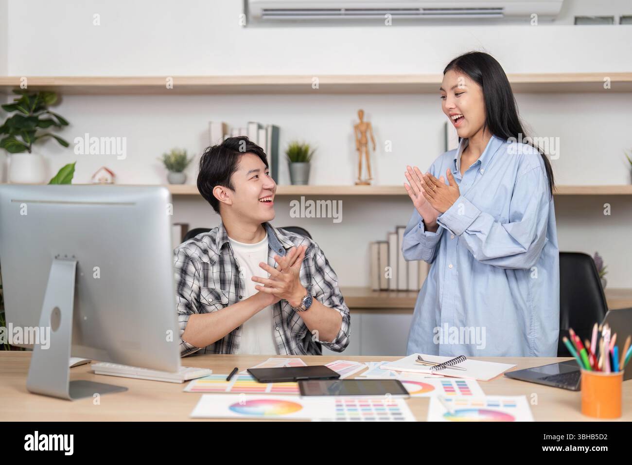 UX and UI Design Celebration. Two designers express excitement over ...