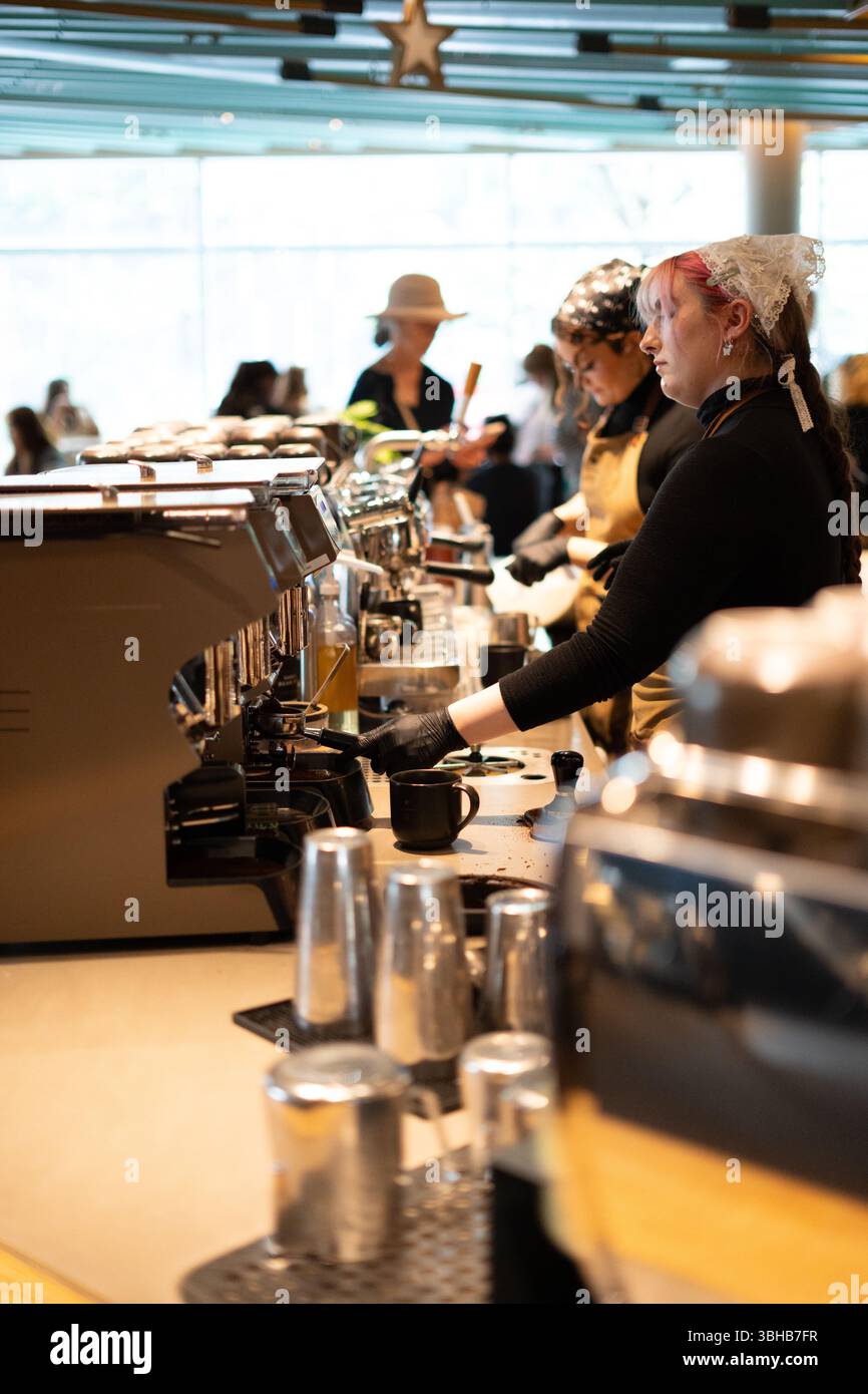 Baristas at Starbucks Reserve Roastery in Chicago prepare artisan ...