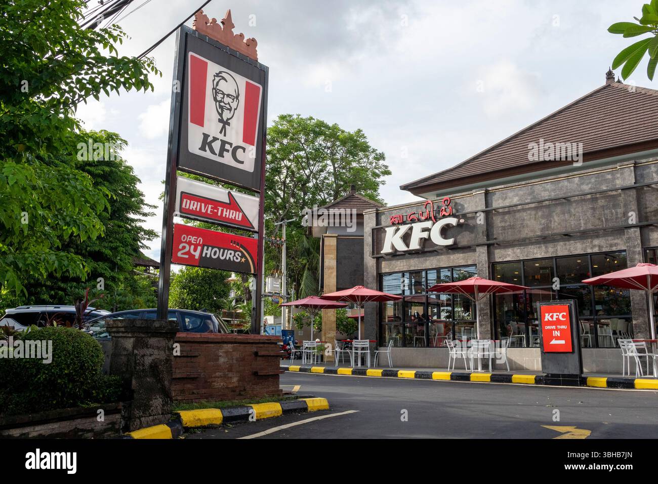Bali, Indonesia - Dec 23, 2024: Large KFC restaurant with a 24 hour ...