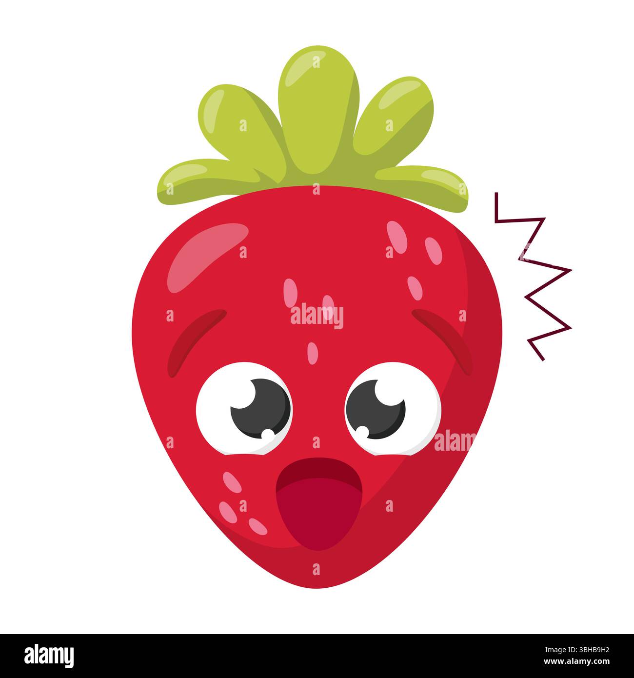 Funny surprised strawberry cartoon face with big eyes and open mouth ...
