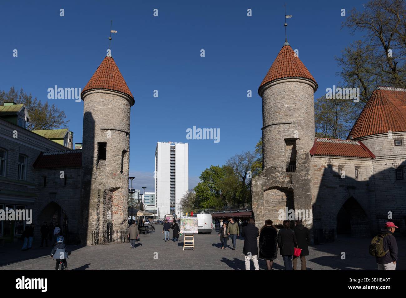 Tallinn, Estonia - May 11, 2025: The Viru Gate in the Old Town, fortification from the 14th ...