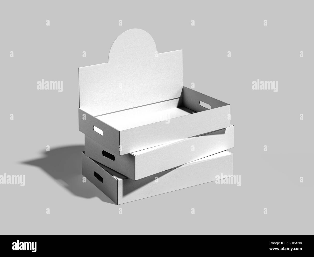 White Blank Three Stacked Tray Box Display Mockup 3D Rendering Stock ...