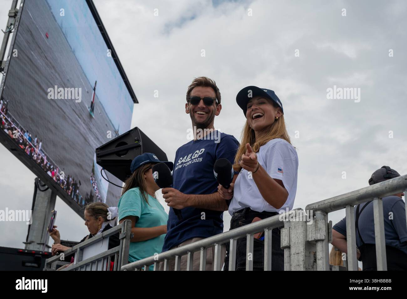 SailGP announcers pose on Day 2 of the Mubadala New York Sail Grand ...