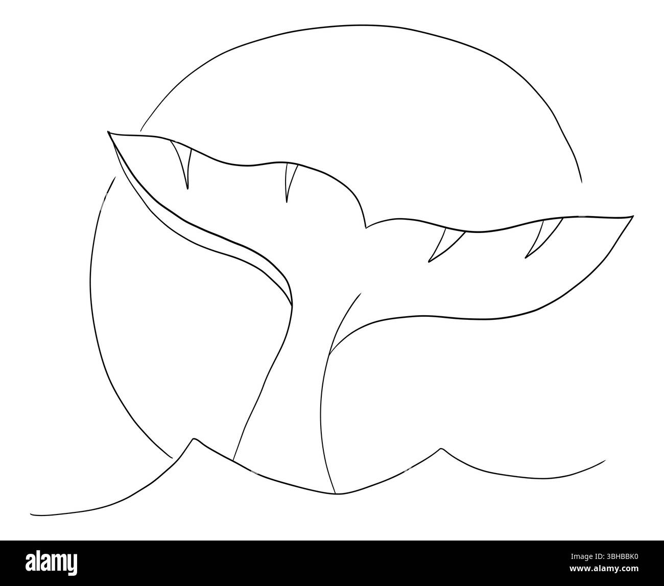 Continuous black line drawing of whale tail minimalist ocean animal ...