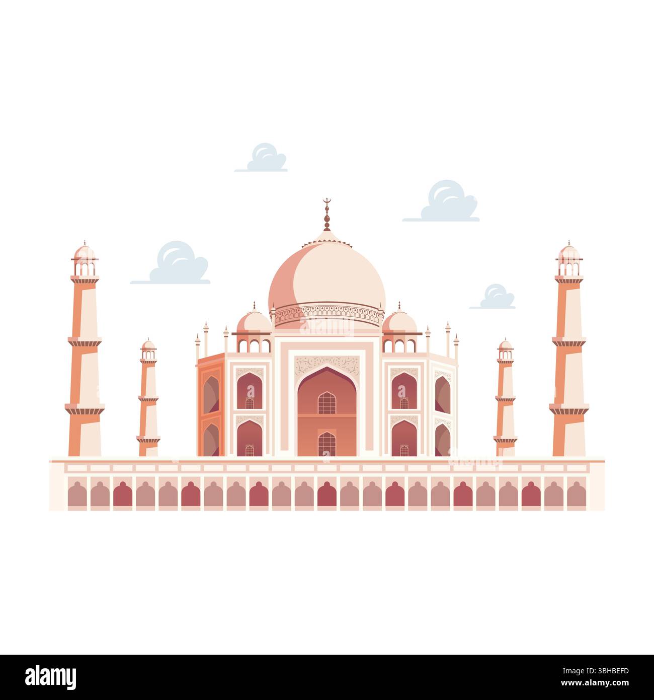 Taj Mahal palace. Landmark in India. Vector illustration Stock Vector ...