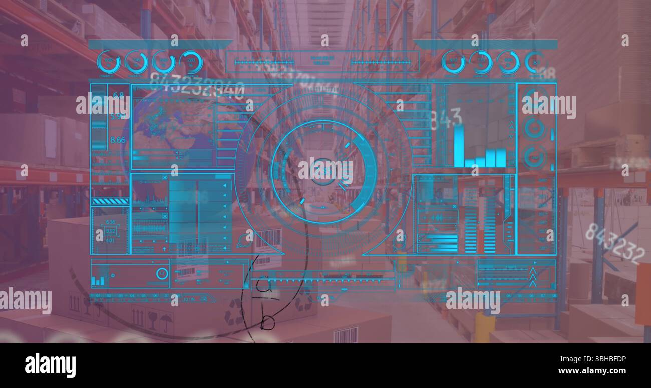 Displaying AR analytics overlay in warehouse, with racks, pallets ...