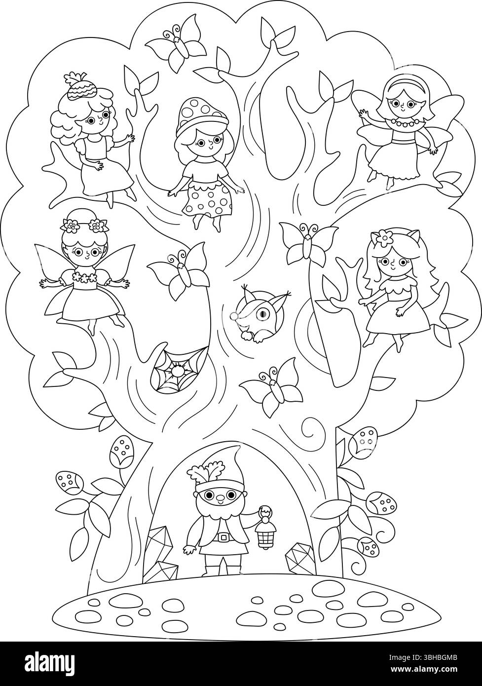Fantasy forest cute fairies Black and White Stock Photos & Images - Alamy