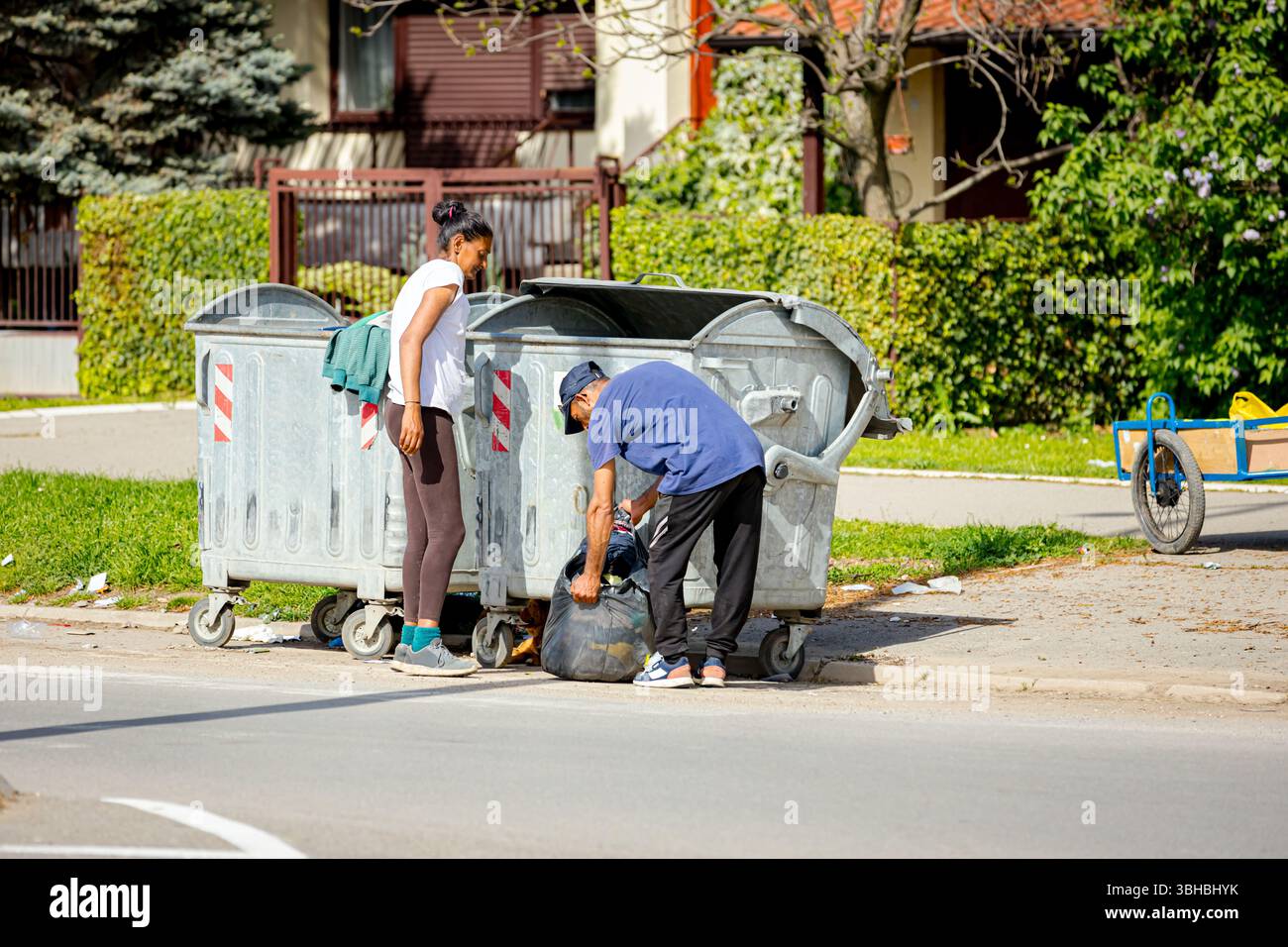 Homeless gypsy husband and wife, man with his woman are investigates ...