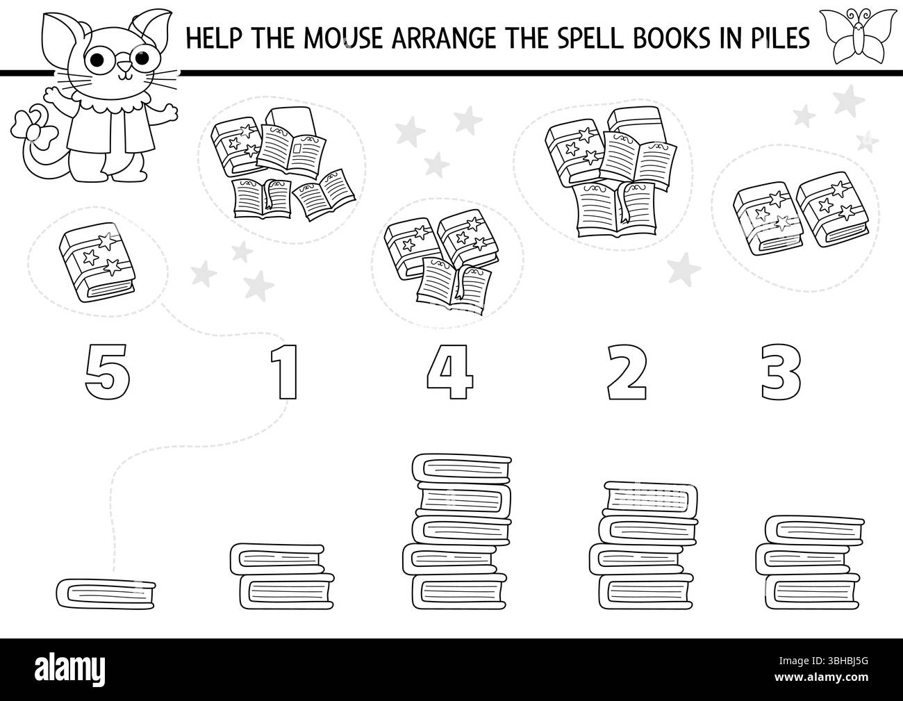 Match the numbers black and white fairyland game with mouse arranging ...