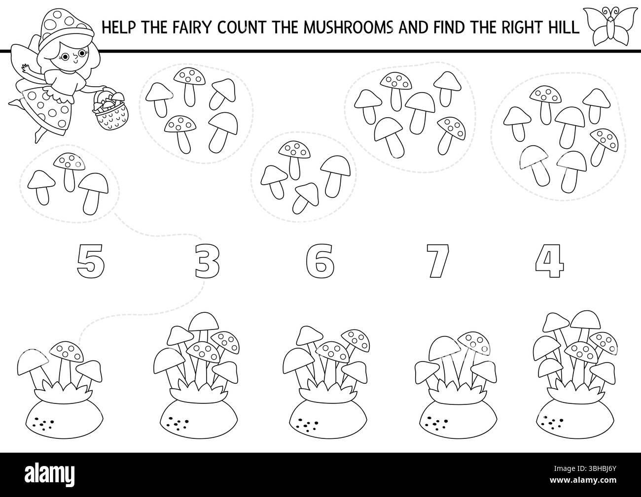 Match the numbers black and white fairyland game with fairy gathering ...