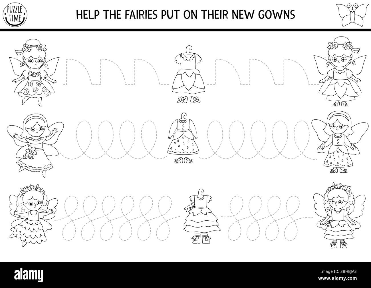 Vector black and white handwriting practice worksheet with woodland ...