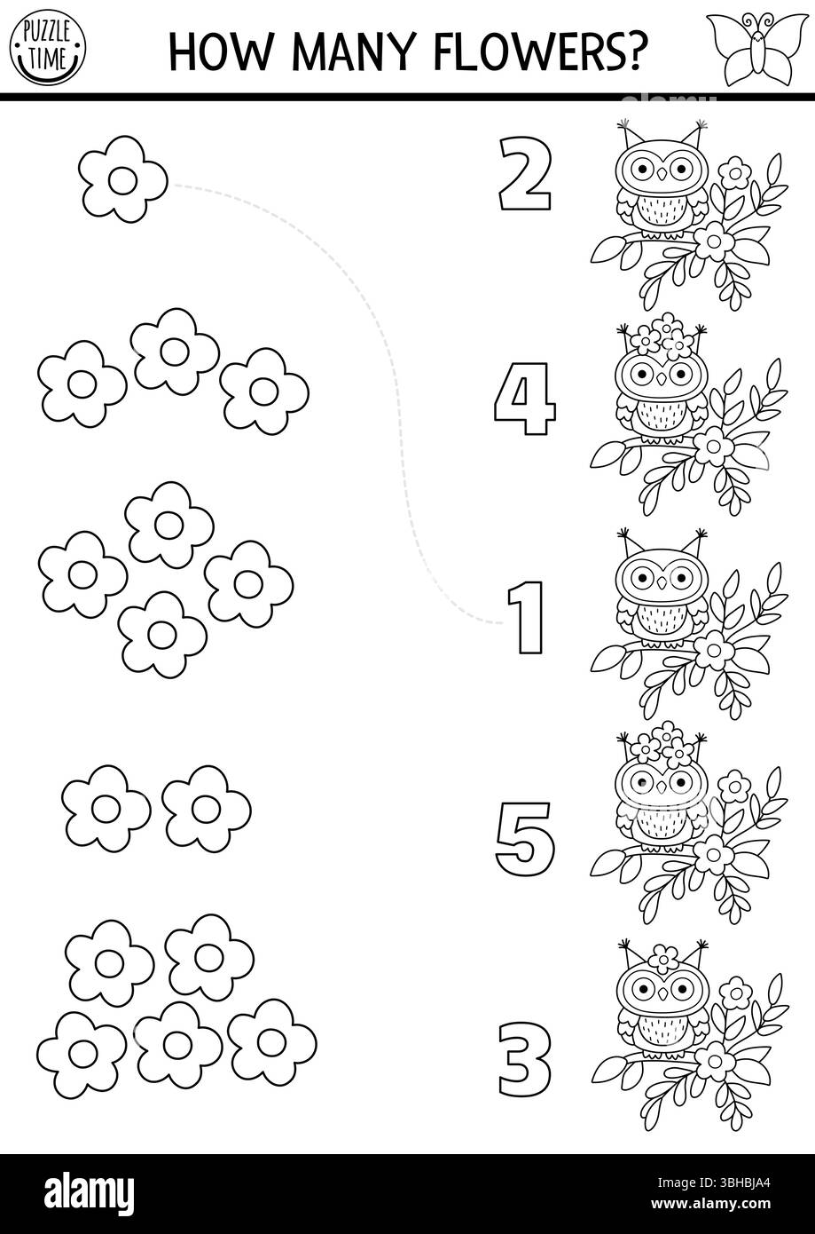 Flower owl Black and White Stock Photos & Images - Alamy