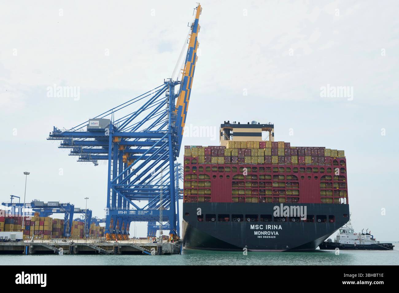 The world's largest container ship, MSC IRINA, berths at Vizhinjam port ...