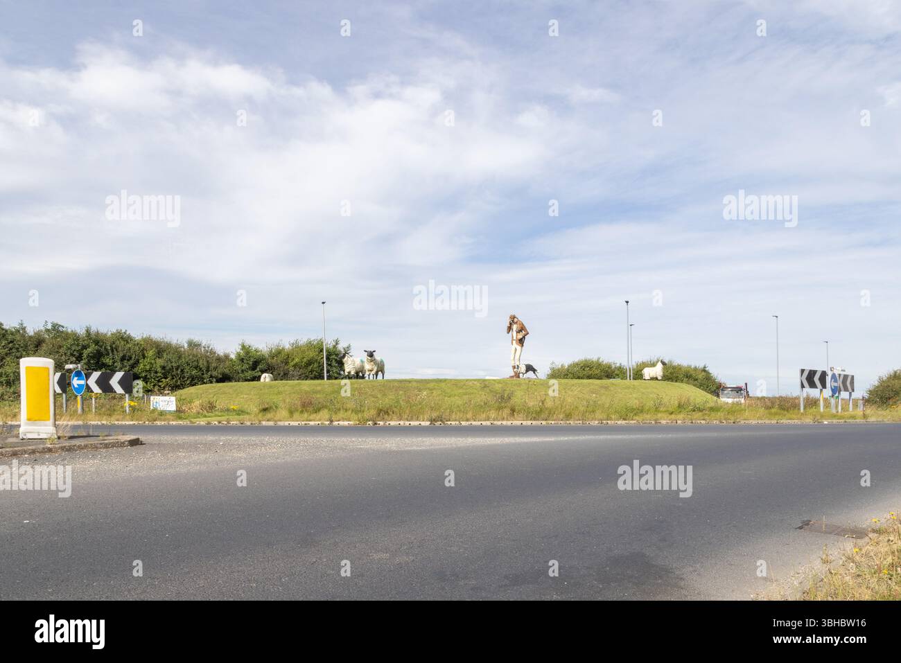 Shepherd and sheep sculpture by Ronald Falck on the Dotterel Roundabout ...