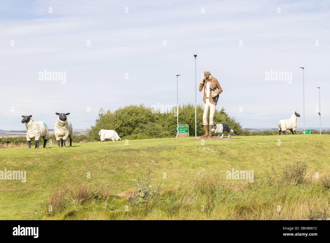 Shepherd and sheep sculpture by Ronald Falck on the Dotterel Roundabout ...