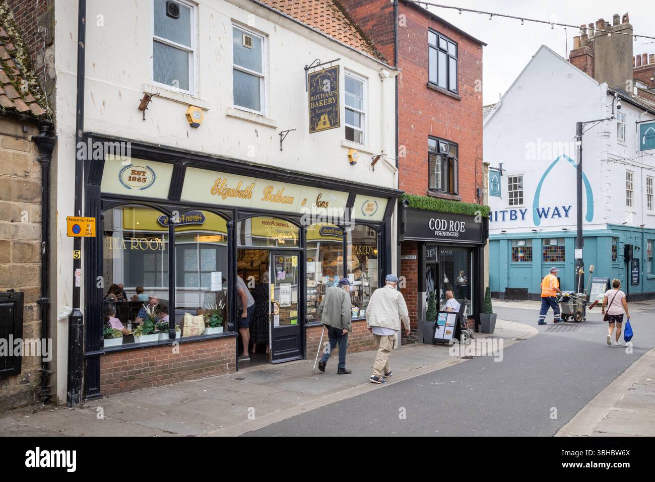 A row of independent shops along Baxtergate in Whitby, including Botham ...