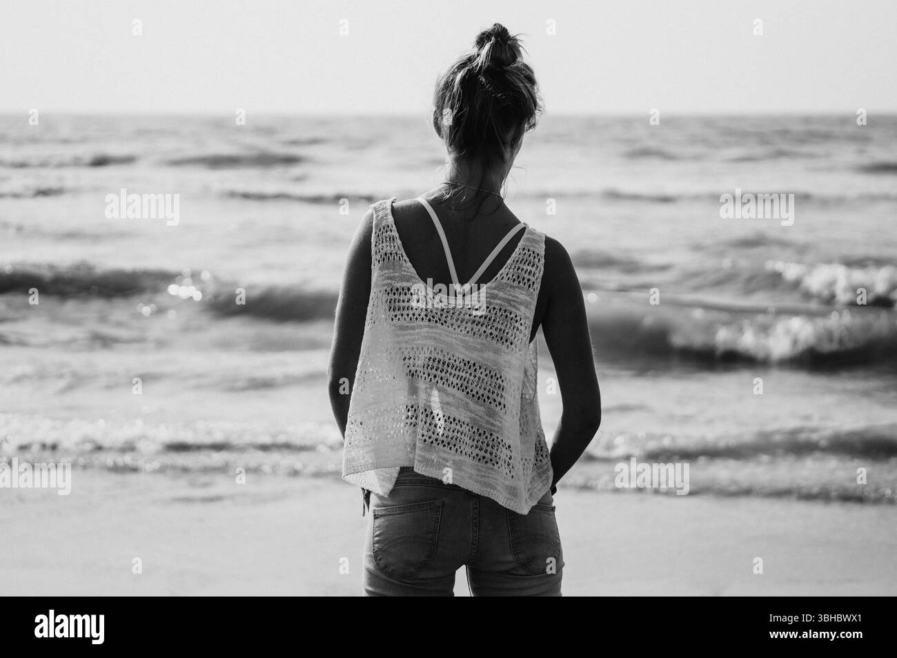 Serene beach atmosphere Black and White Stock Photos & Images - Alamy