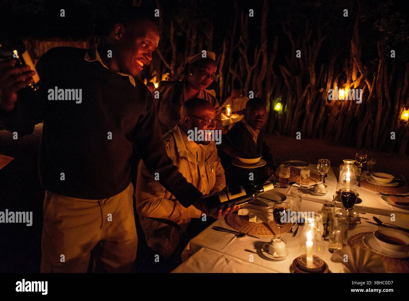 Luxury resort, restaurant and Waitresses, Mashatu Main Camp, Mashatu ...