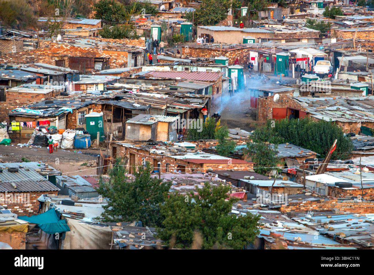 An overview of a slum shantytown in Soweto, Johannesburg, South Africa ...