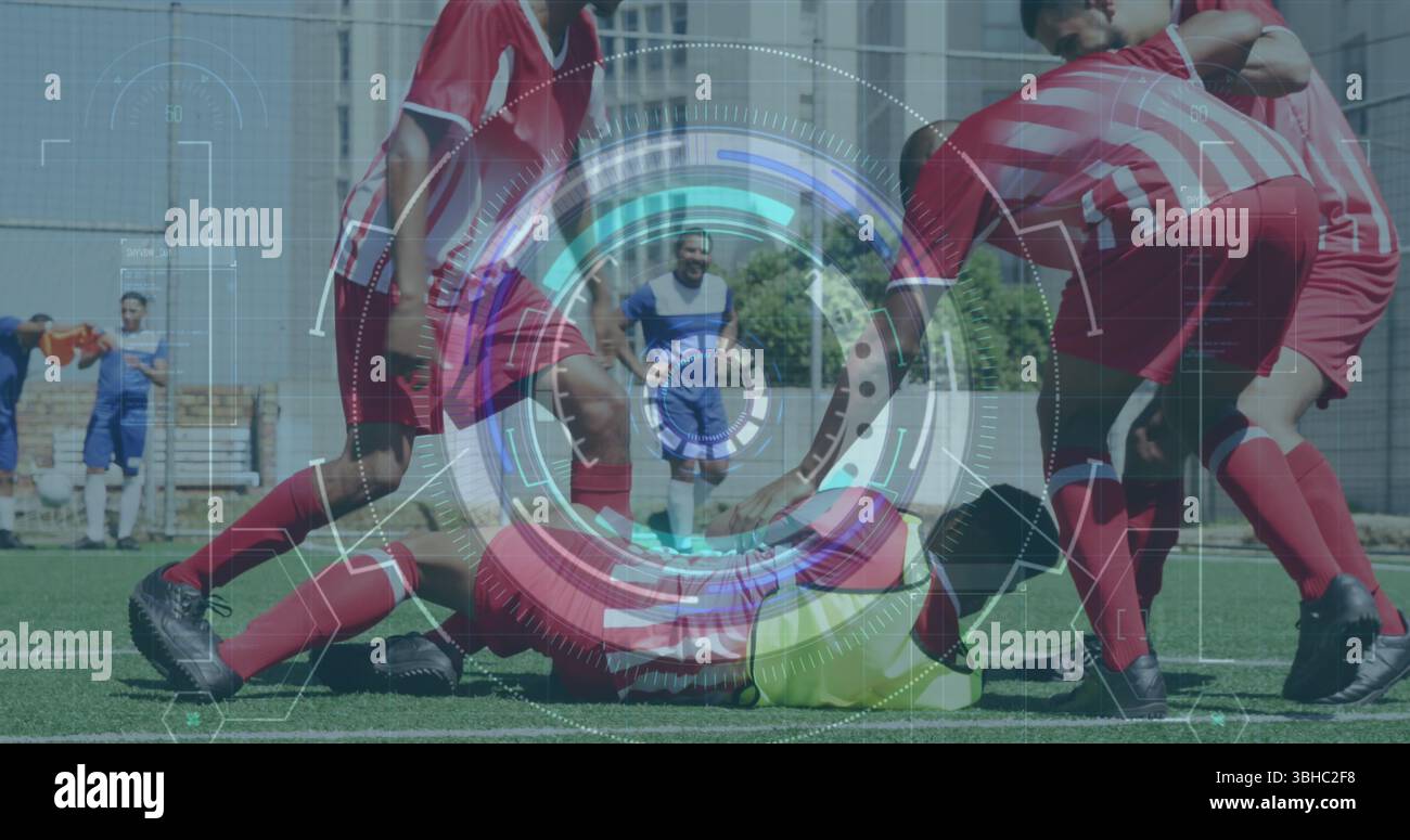 Image of scope scanning and data processing over diverse football ...