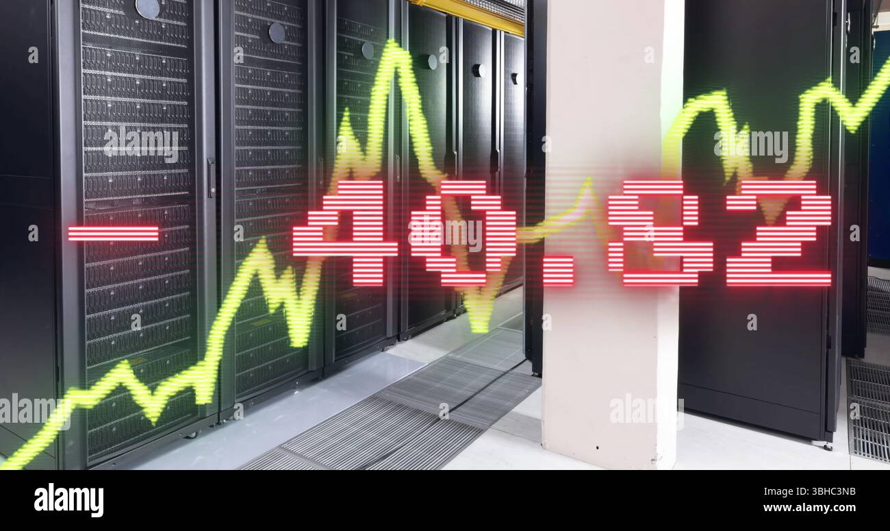 Displaying green line graph with red numeric overlay over black ...
