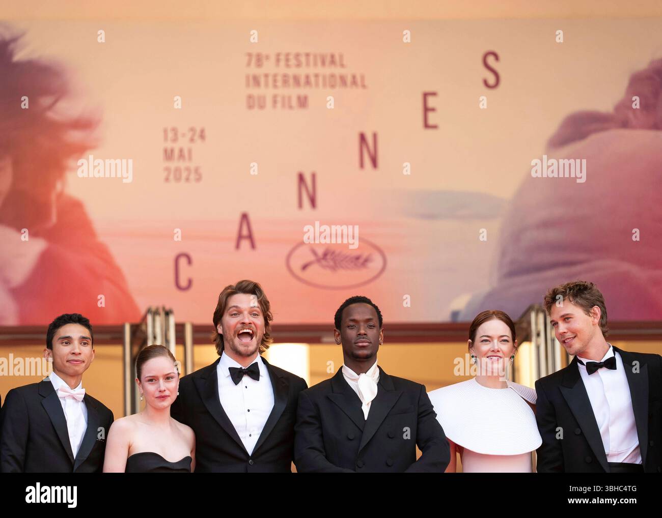 Matt Gomez Hidaka, from left, Amelie Hoeferle, Micheal Ward, Emma Stone ...