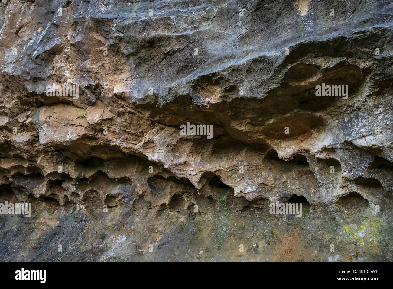 Natural cave system truncated by quarrying at the Dirtlow Pit, Dirtlow ...