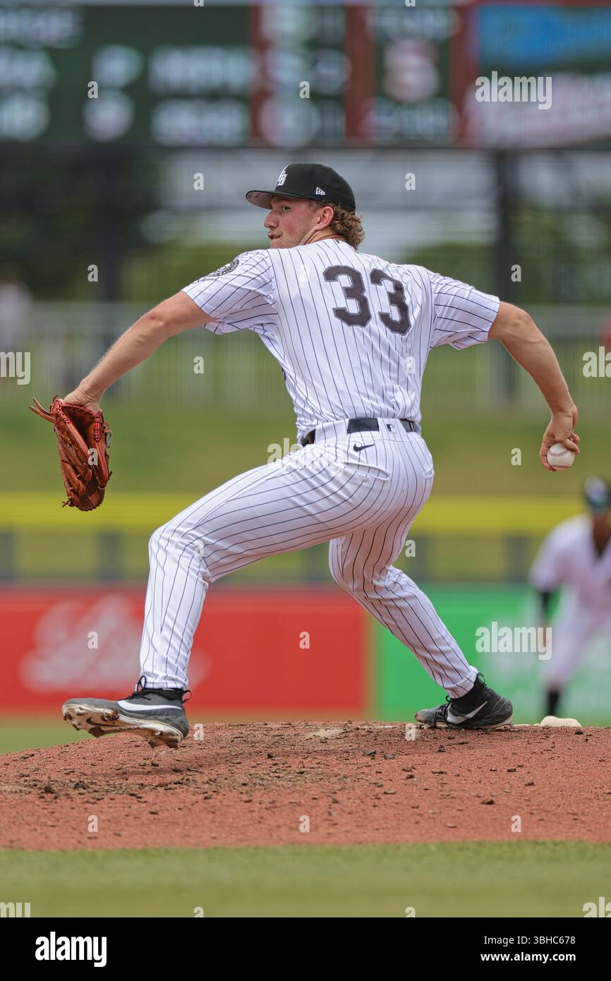 Kannapolis, NC: Kannapolis Cannon Ballers pitcher Pierce George (33 ...
