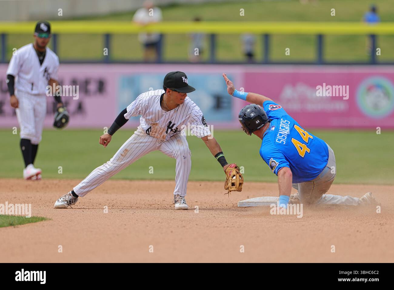 Kannapolis, NC: Myrtle Beach Pelicans first base Cameron Sisneros (44 ...