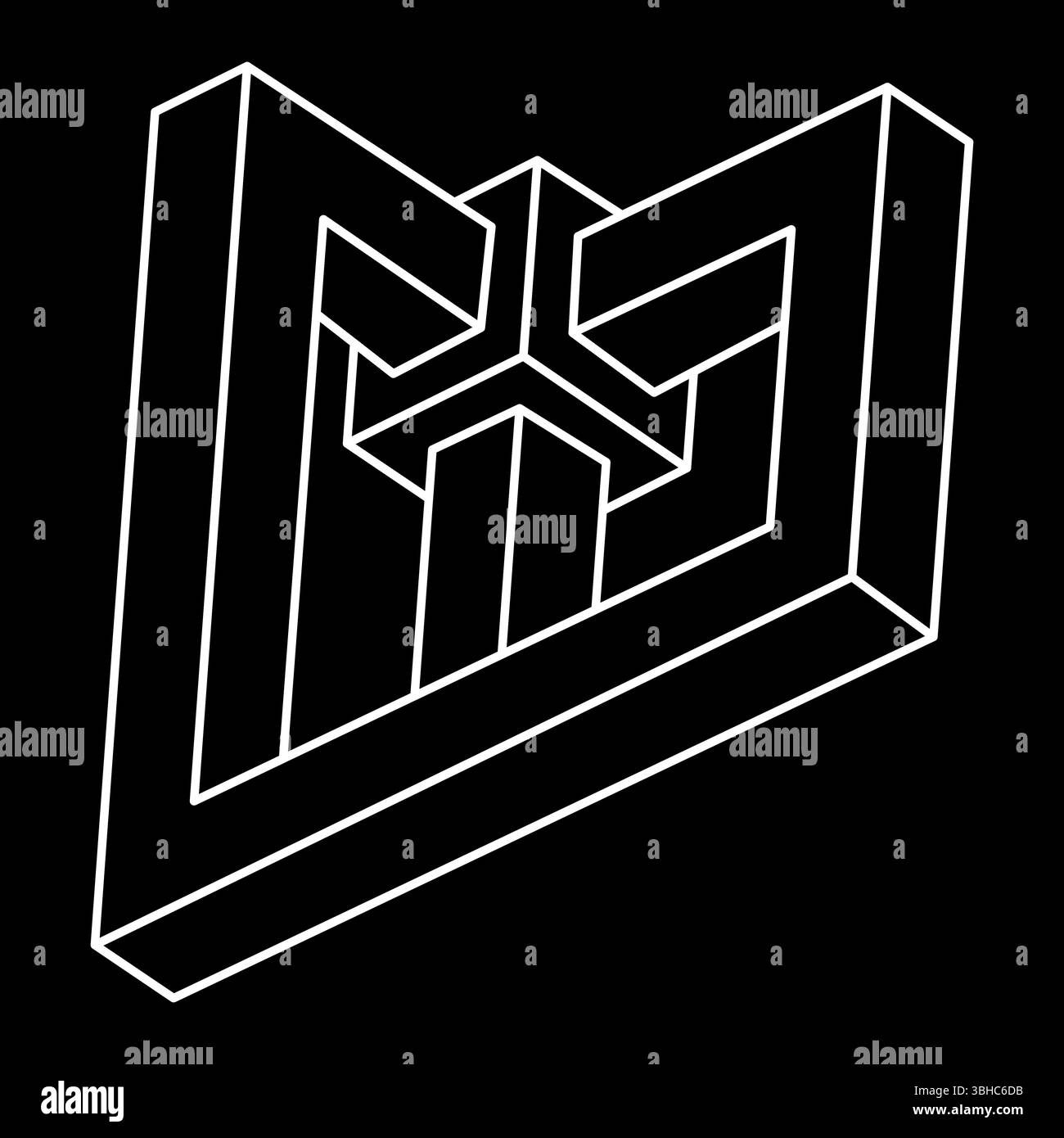 Unreal geometric figures. Impossible cube. Line design. Impossible shapes. Optical illusion ...
