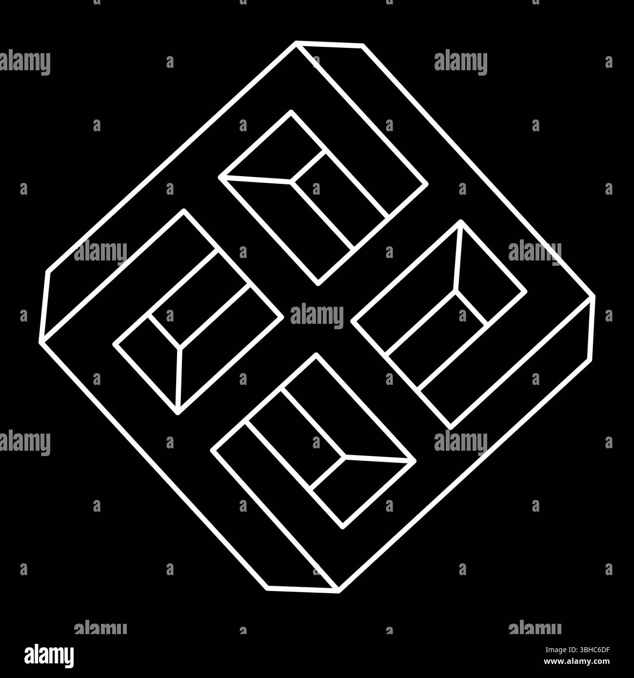 Unreal geometric figures. Impossible shapes logo design, optical ...