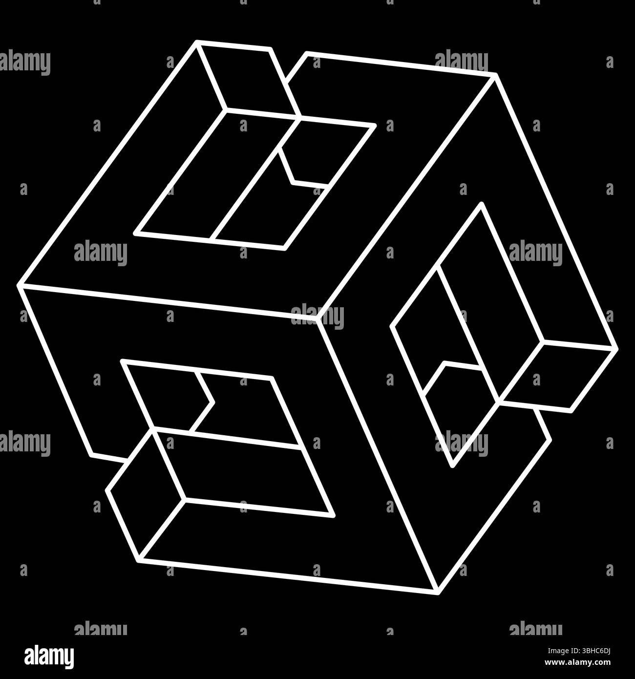 Impossible shapes. Web design element. Optical illusion object. Line ...