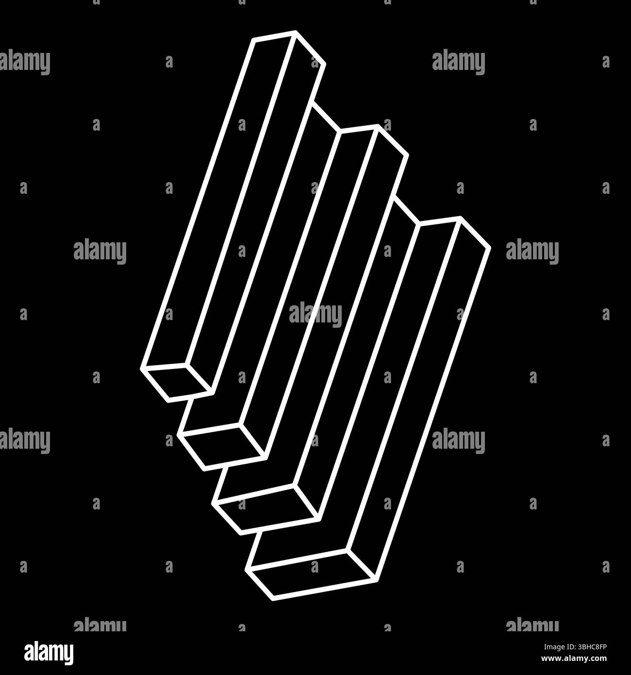 Optical illusion object, unreal geometric figures vector. Impossible ...