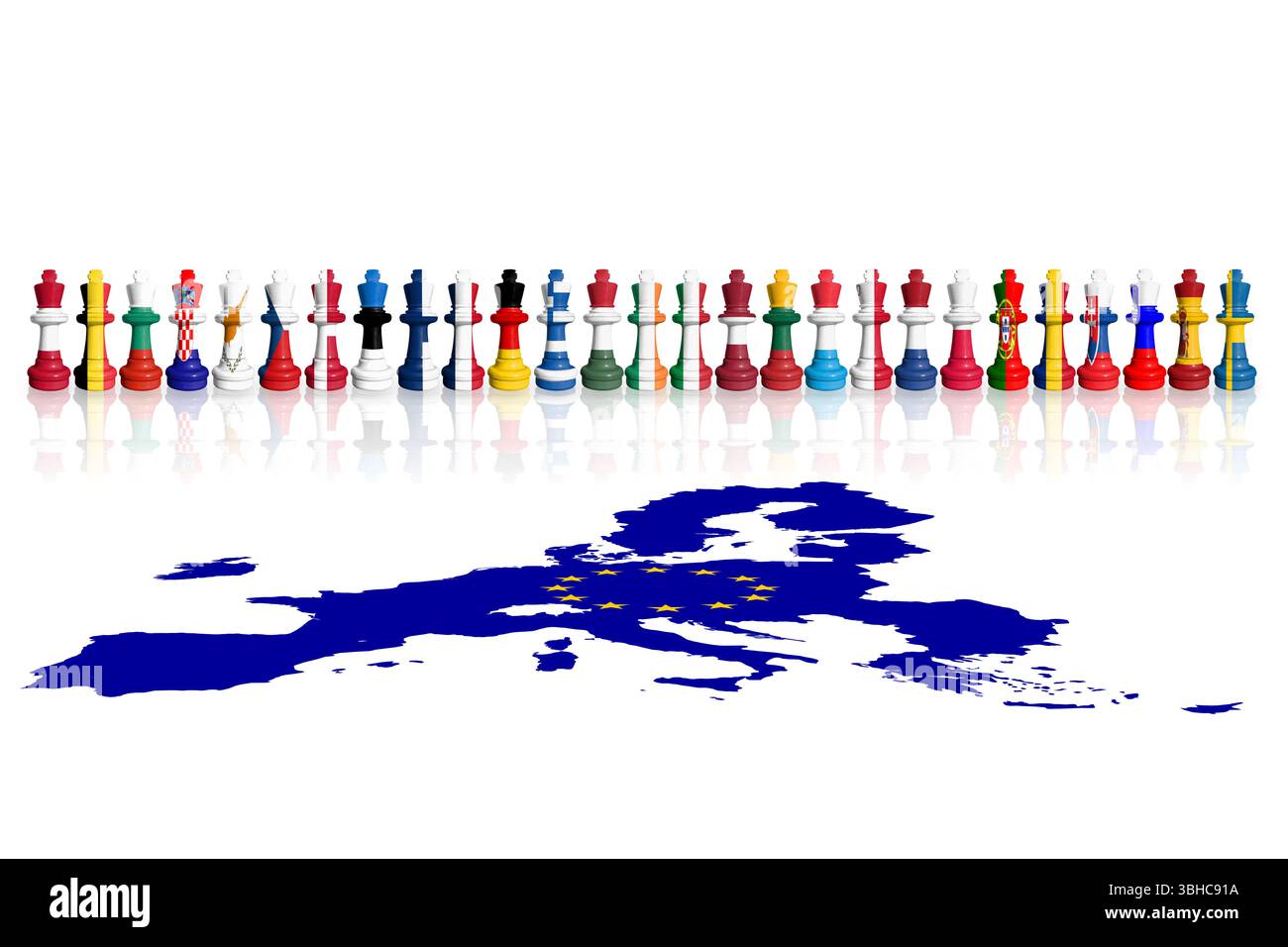 Chess made from EU members flags and European Union map Stock Photo - Alamy